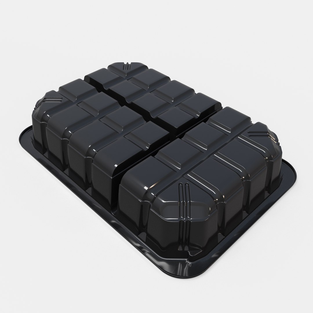 Vacuum Food Plastic Tray Black Gloss 3 Compartments High-Quality 3D ...