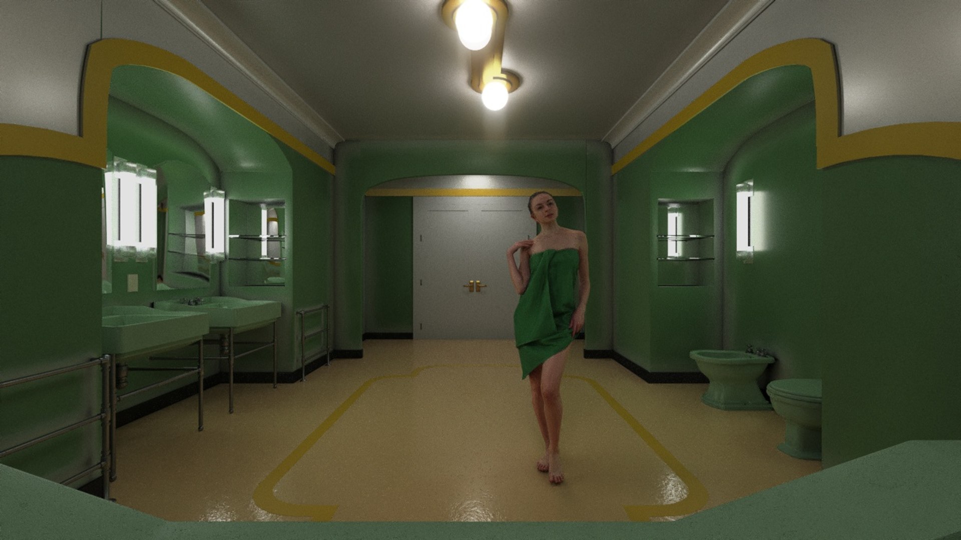 The Shining Green Bathroom Room 237 3D Model - TurboSquid 2414217