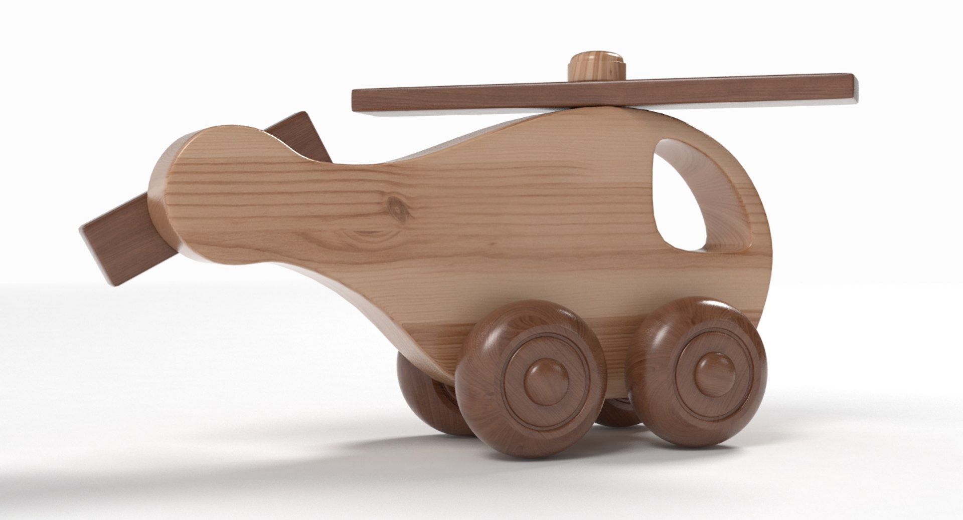 wooden copter toy realistic wood 3d ma