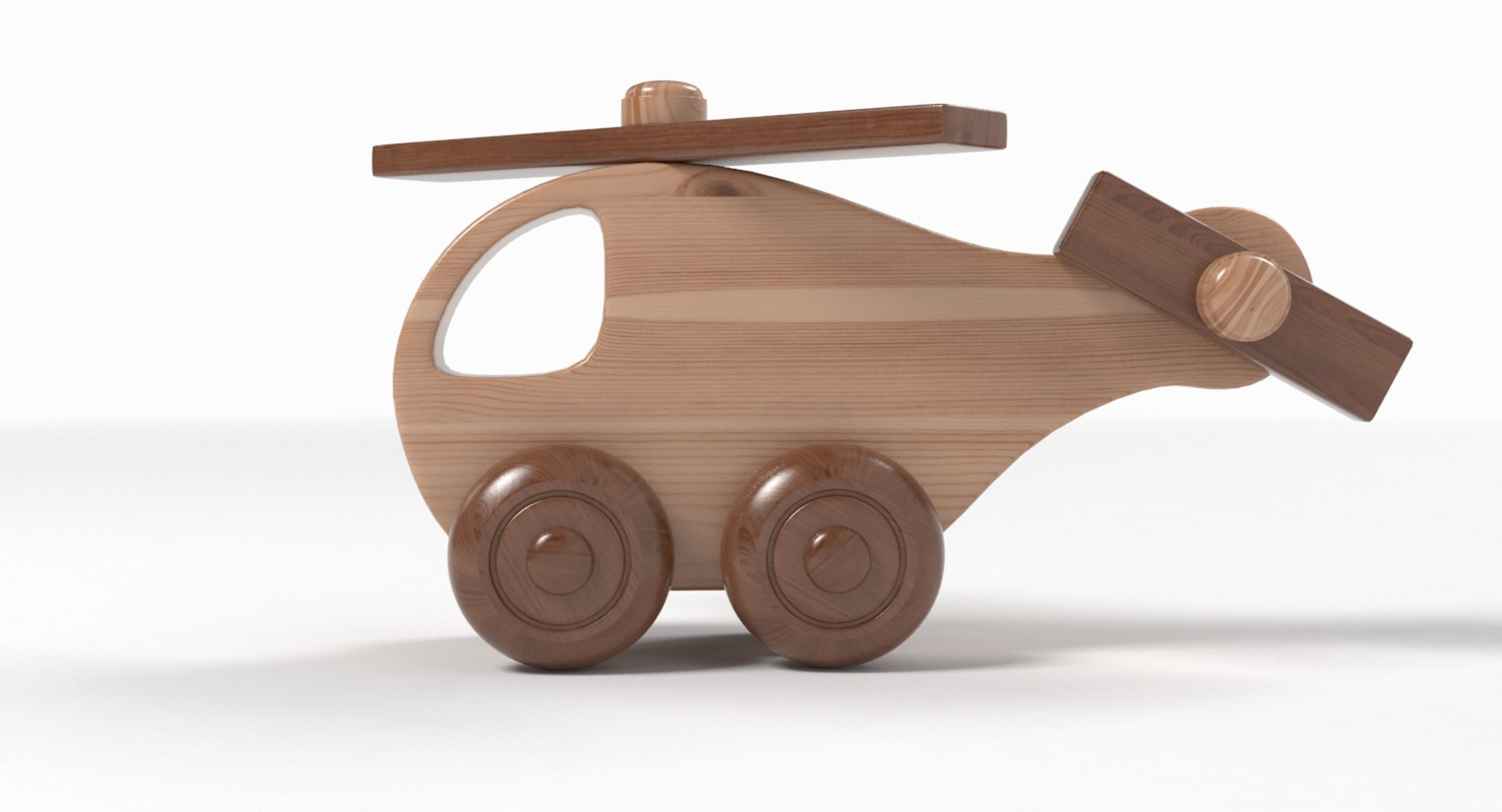 wooden copter toy realistic wood 3d ma