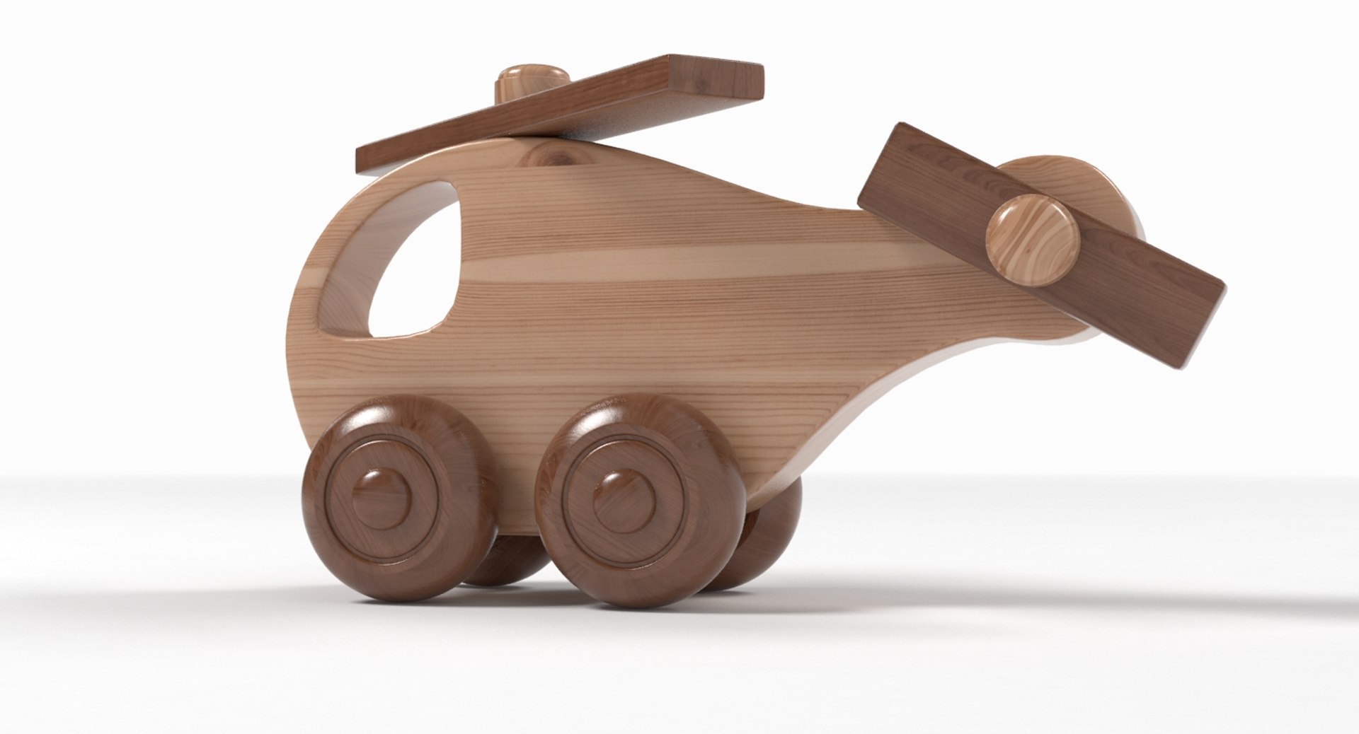 wooden copter toy realistic wood 3d ma