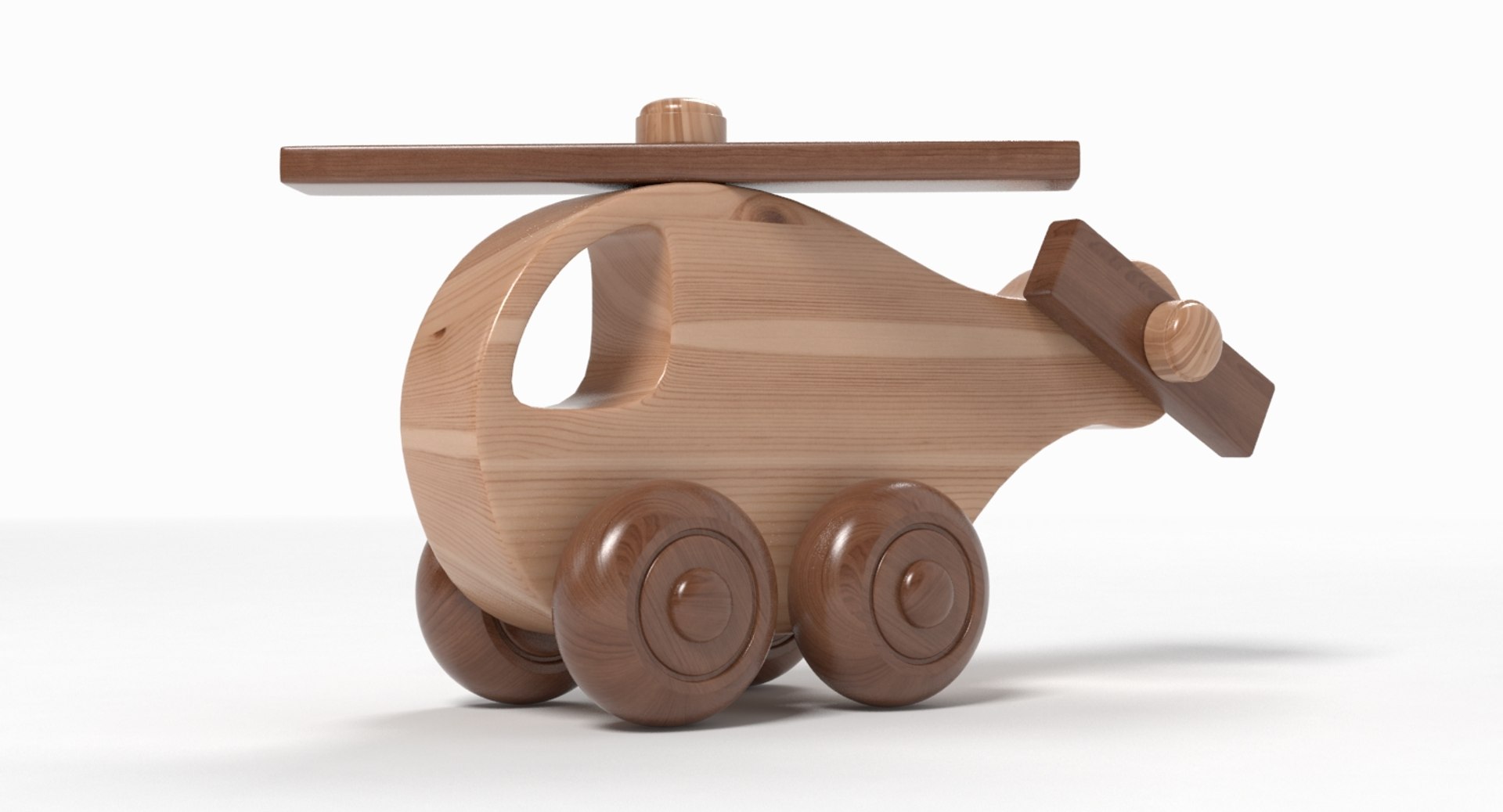 wooden copter toy realistic wood 3d ma