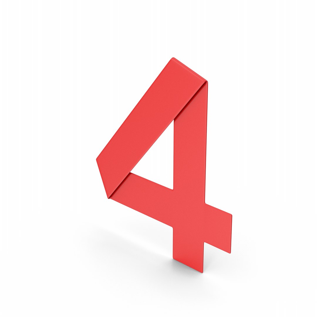 3D Model Red Ribbon Number 4 - TurboSquid 2166242