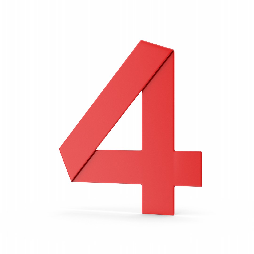 3D Model Red Ribbon Number 4 - TurboSquid 2166242