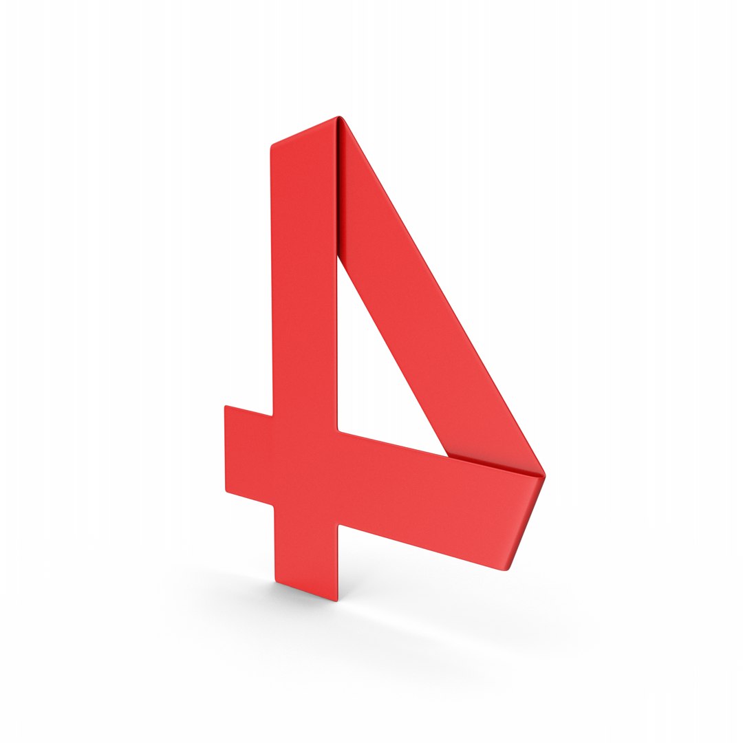 3D Model Red Ribbon Number 4 - TurboSquid 2166242