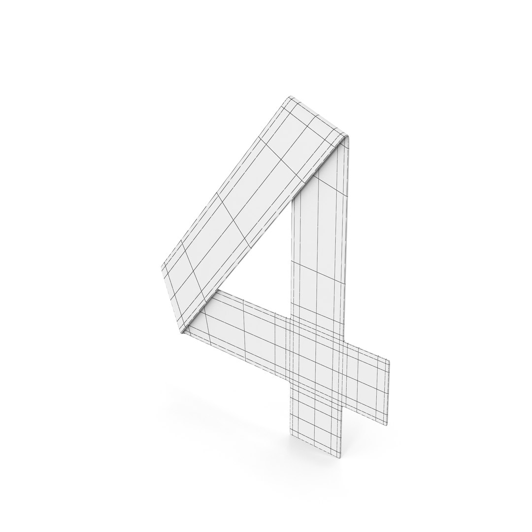 3D Model Red Ribbon Number 4 - TurboSquid 2166242