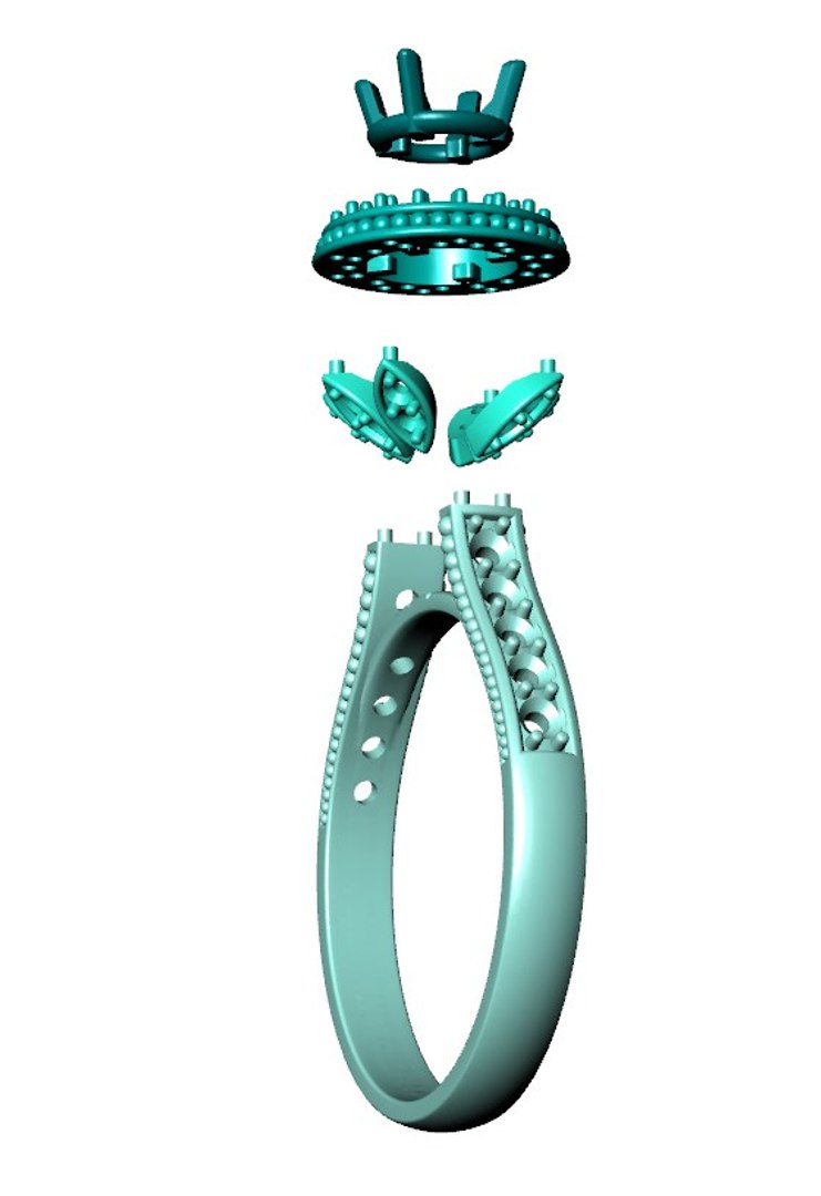 3D Engagement Ring Halo Diamonds 3D CAD Design-O1168PT3D 3D Print Model ...