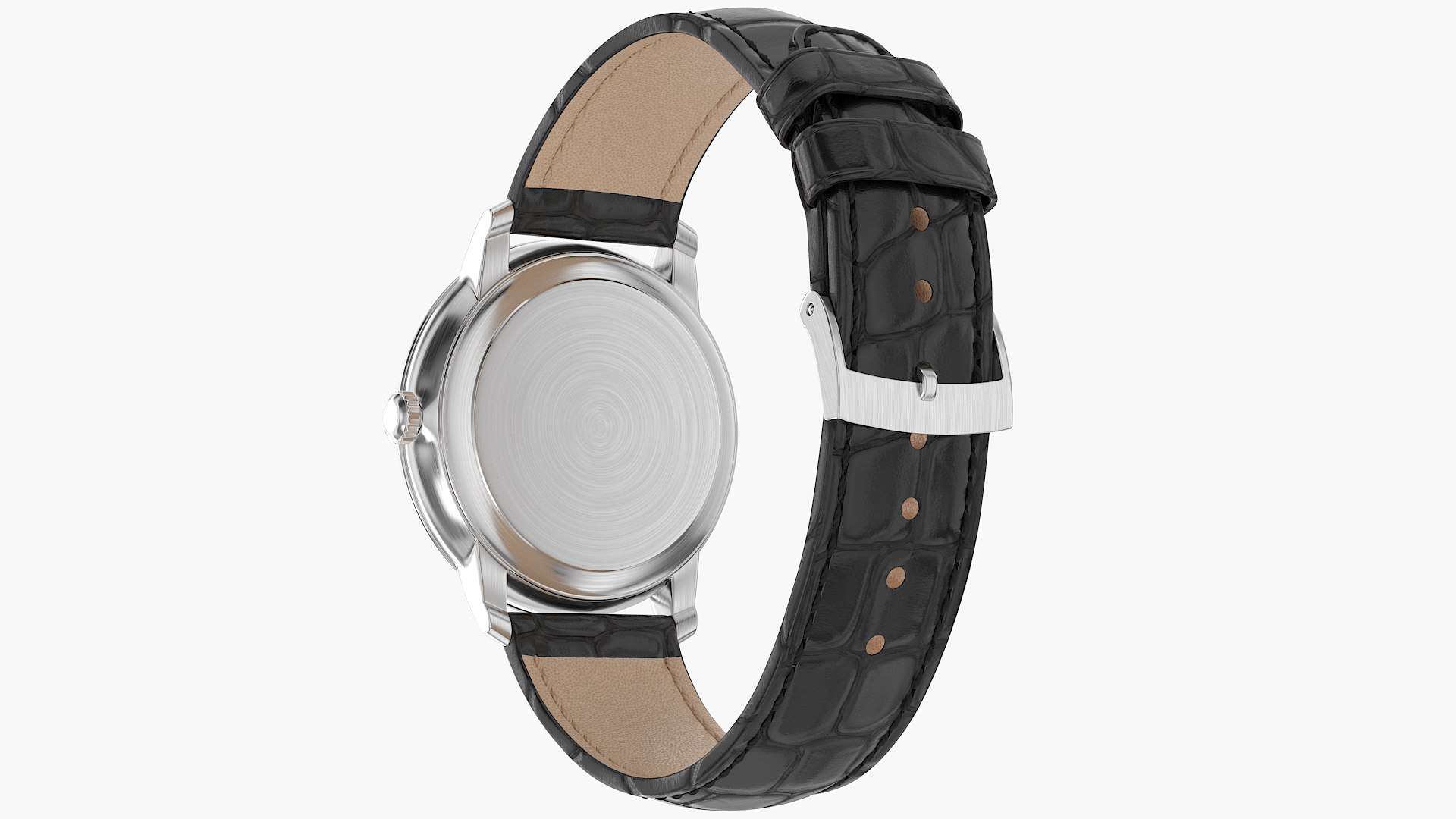 3D Classic Watch Black Leather Bracelet Black Dial Model - TurboSquid ...