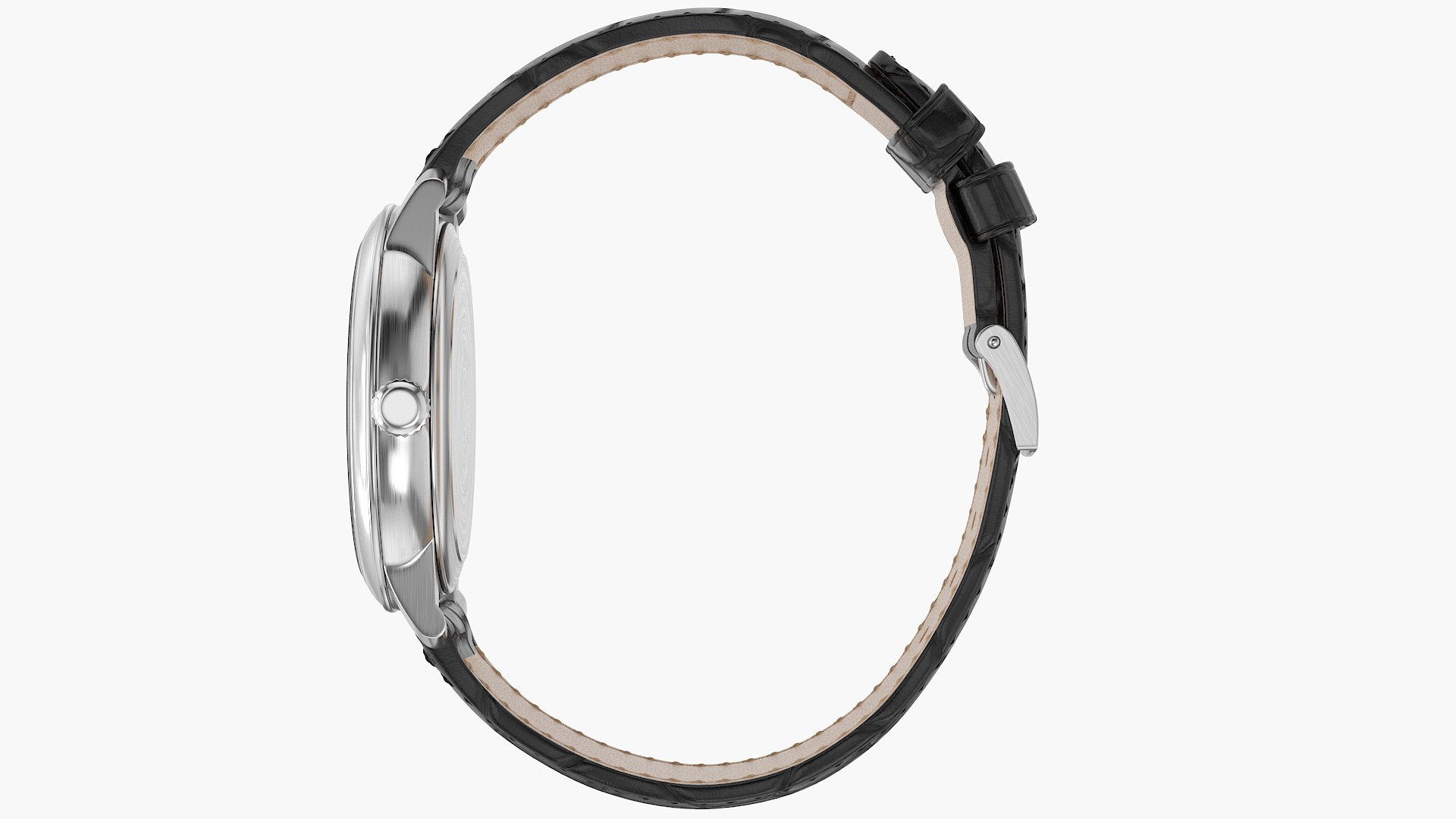 3D Classic Watch Black Leather Bracelet Black Dial Model - TurboSquid ...