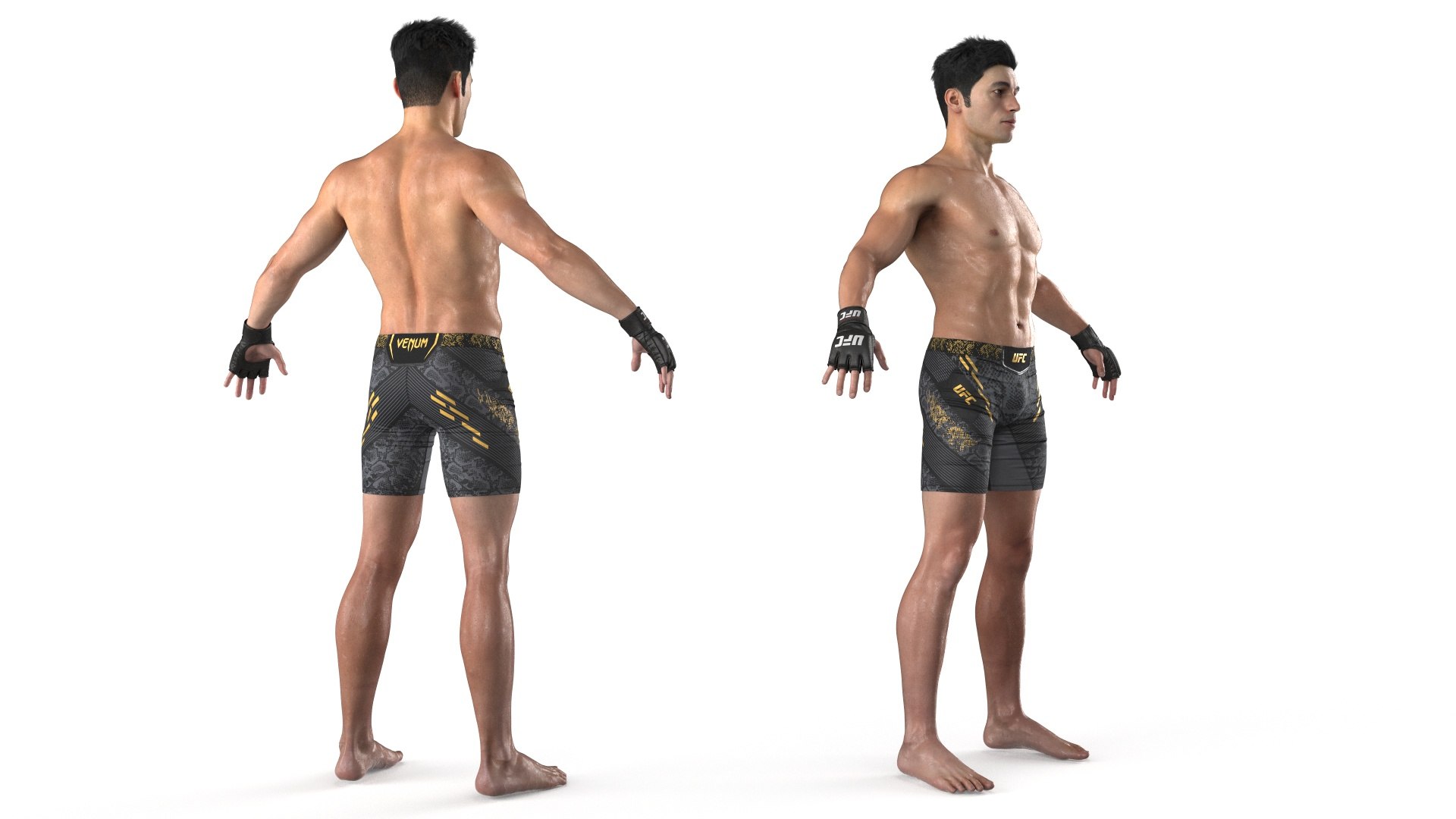 3D UFC MMA Fighter Wet With Sweat A-Pose Fur Model - TurboSquid 2333967