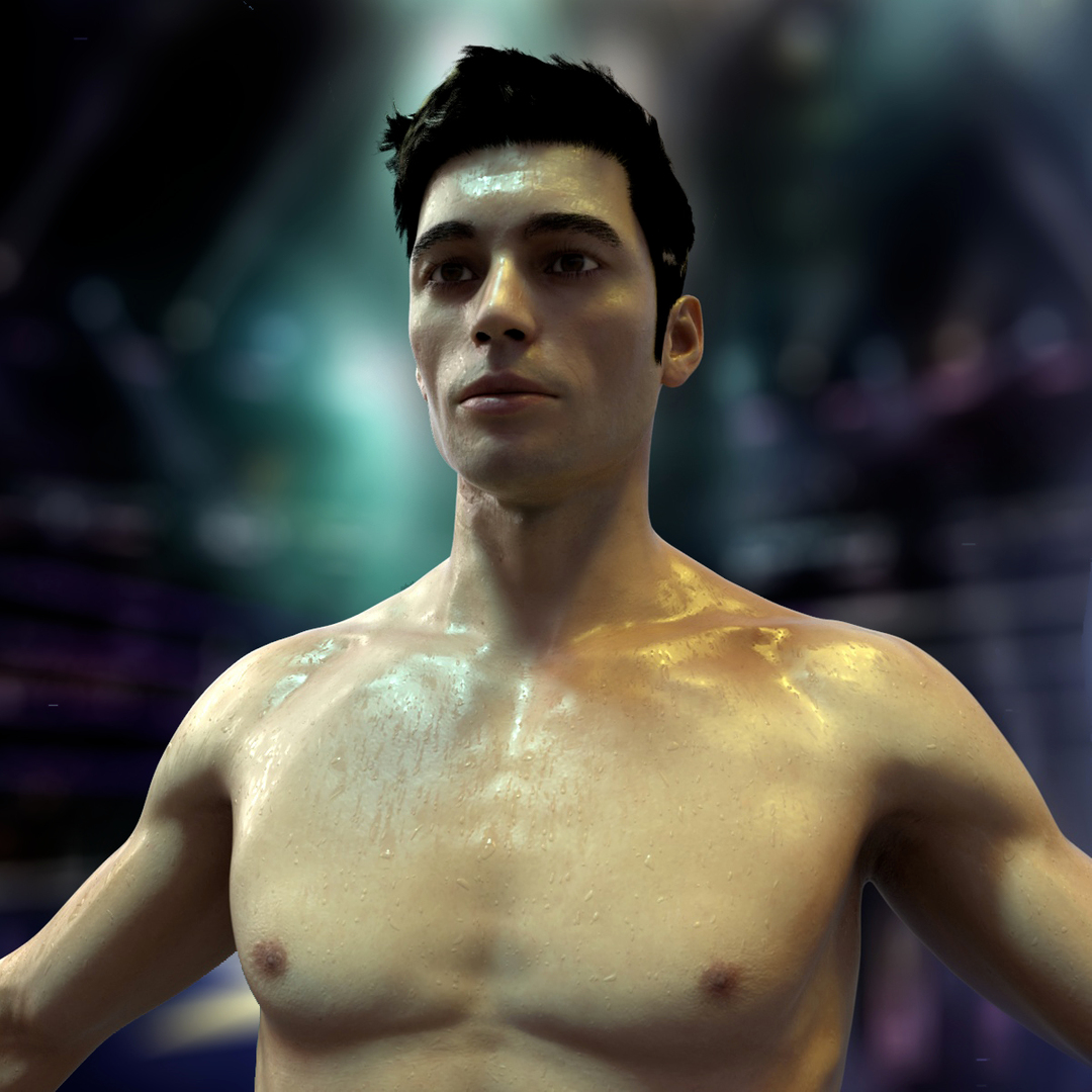 modelo 3d Peleador de MMA de UFC mojado por el sudor A-Pose Fur ...