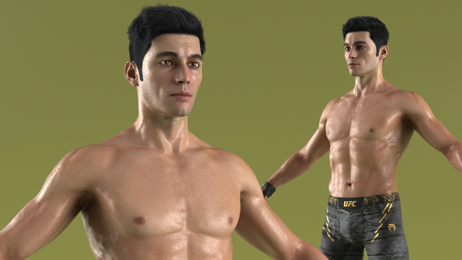 3D UFC MMA Fighter Wet With Sweat A-Pose Fur Model - TurboSquid 2333967