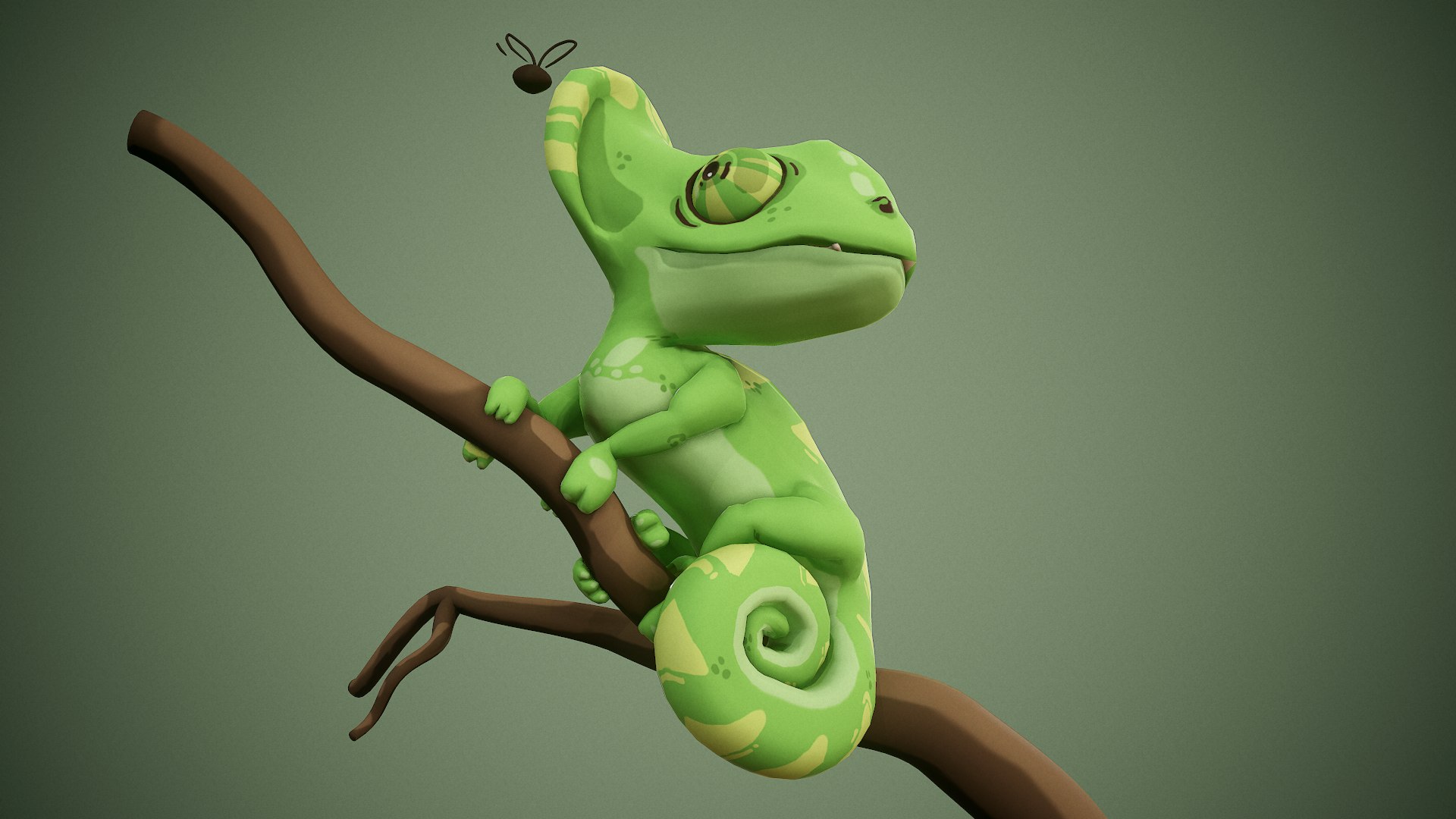 3D Model Cartoon Chameleon Character Rig - TurboSquid 1246206