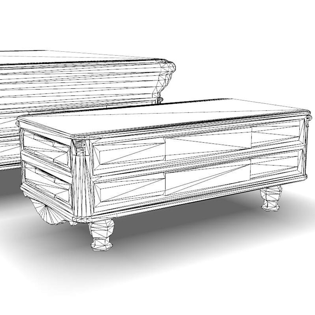 Low-poly Antique Table Cabinet 3d Model