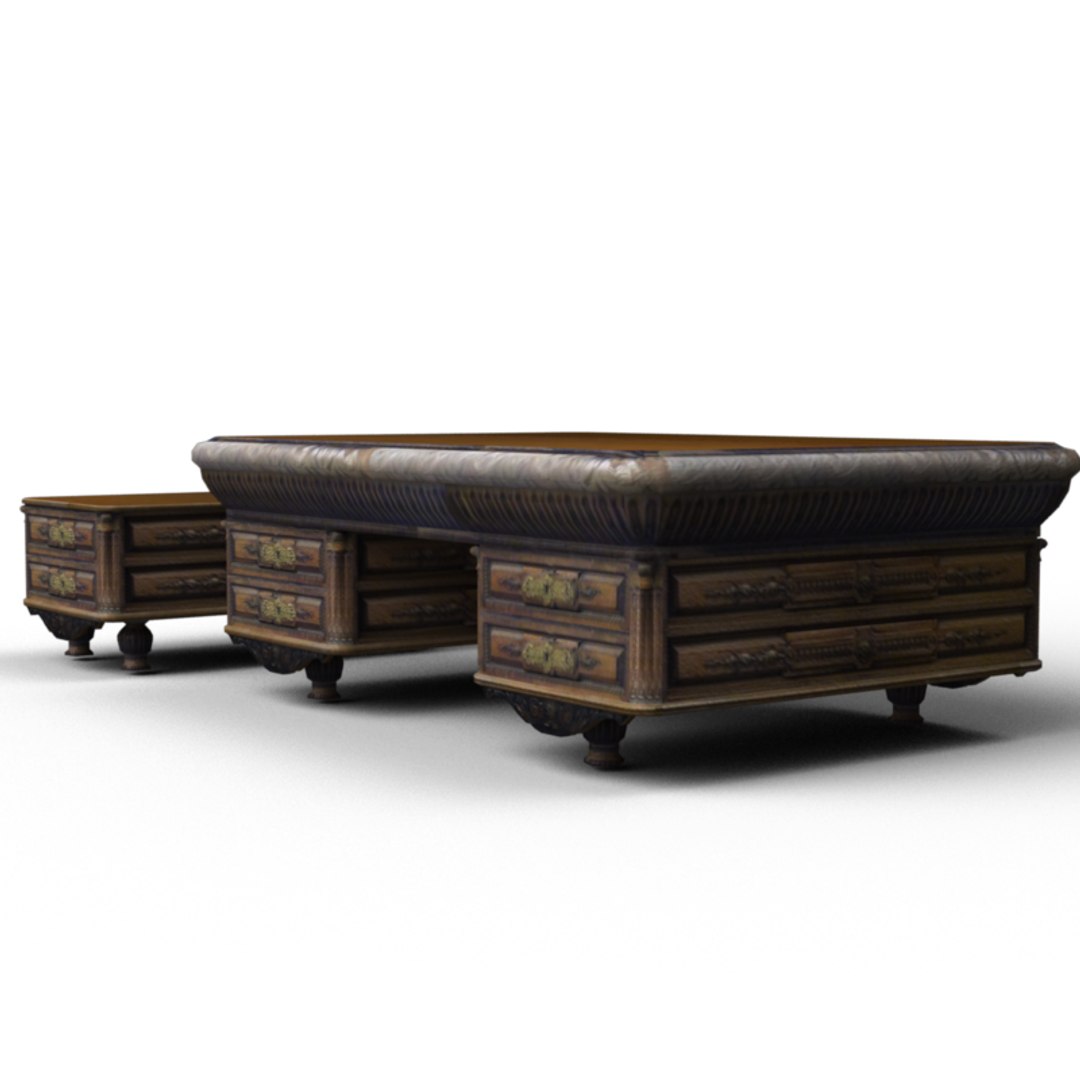 Low-poly Antique Table Cabinet 3d Model