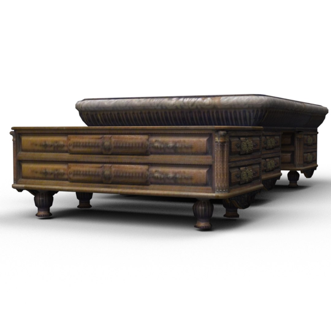 Low-poly Antique Table Cabinet 3d Model