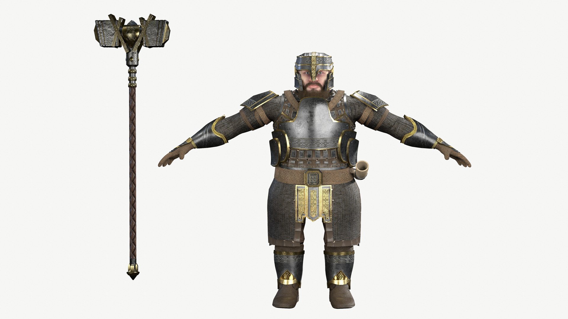 3D Dwarf Warrior Character Model - TurboSquid 1673616