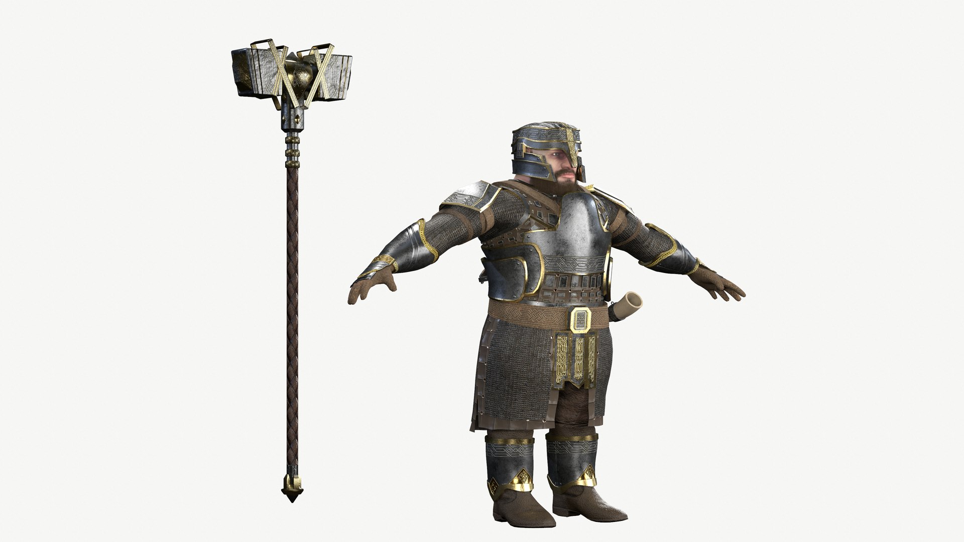 3D Dwarf Warrior Character Model - TurboSquid 1673616