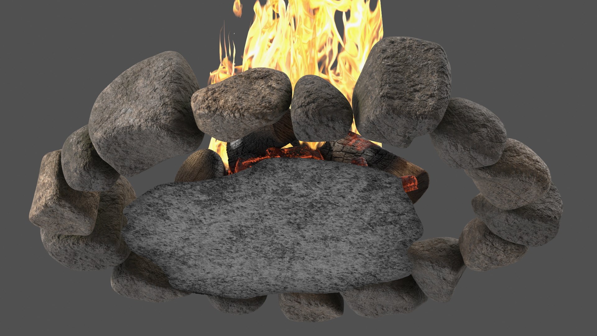 3D Model Campfire With Stone Ring - TurboSquid 2261895