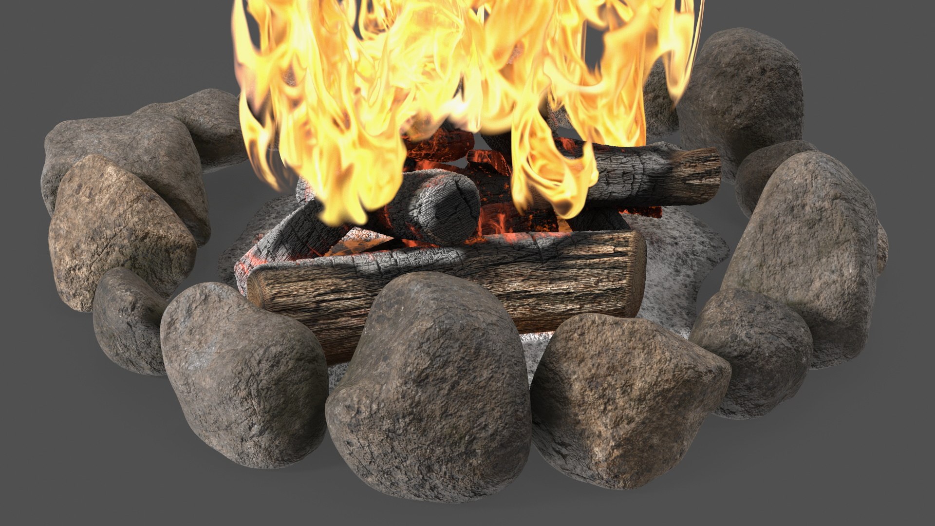3D Model Campfire With Stone Ring - TurboSquid 2261895