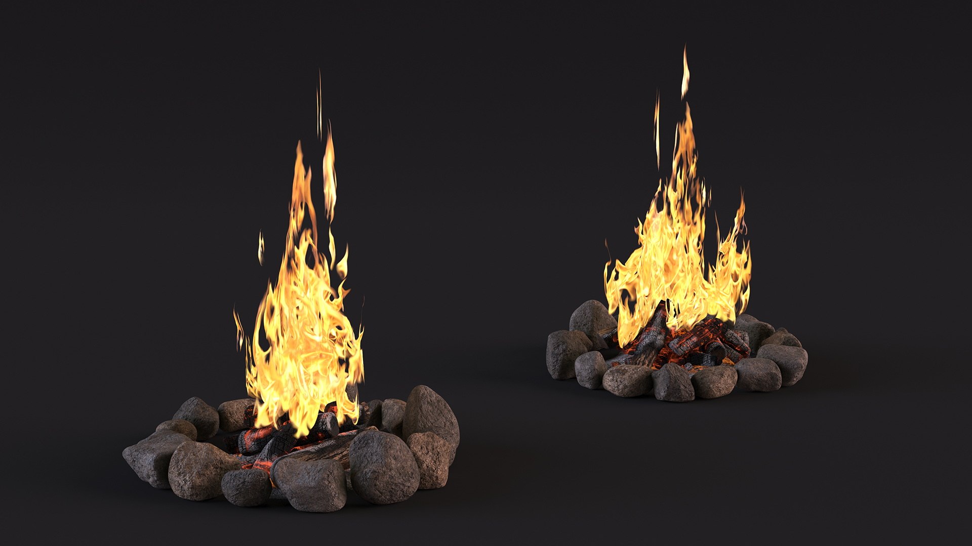 3D Model Campfire With Stone Ring - TurboSquid 2261895