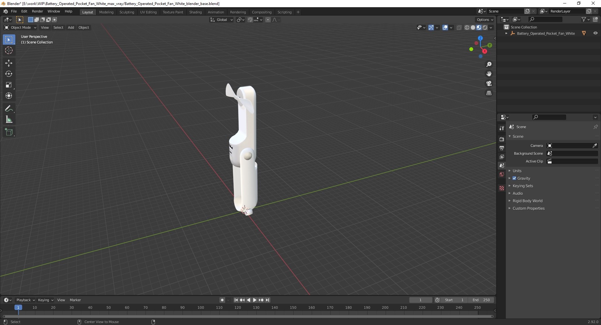 Battery Operated Pocket Fan White 3D Model - TurboSquid 2130075