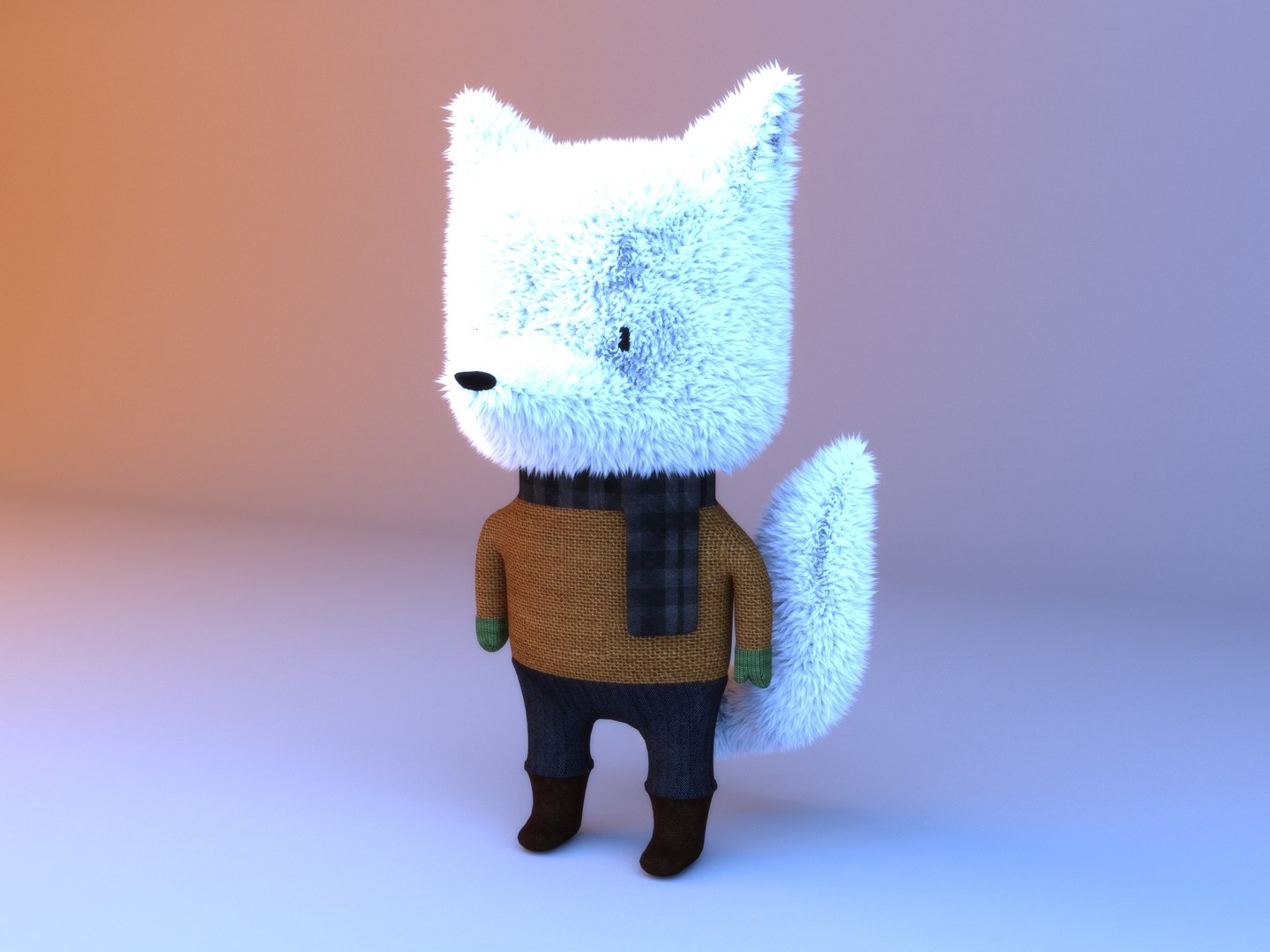 Cute Cartoon White Arctic Fox - Character 3D Model - TurboSquid 1951525