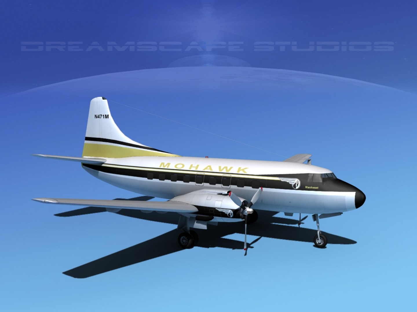 propellers martin 202 airliners 3d model