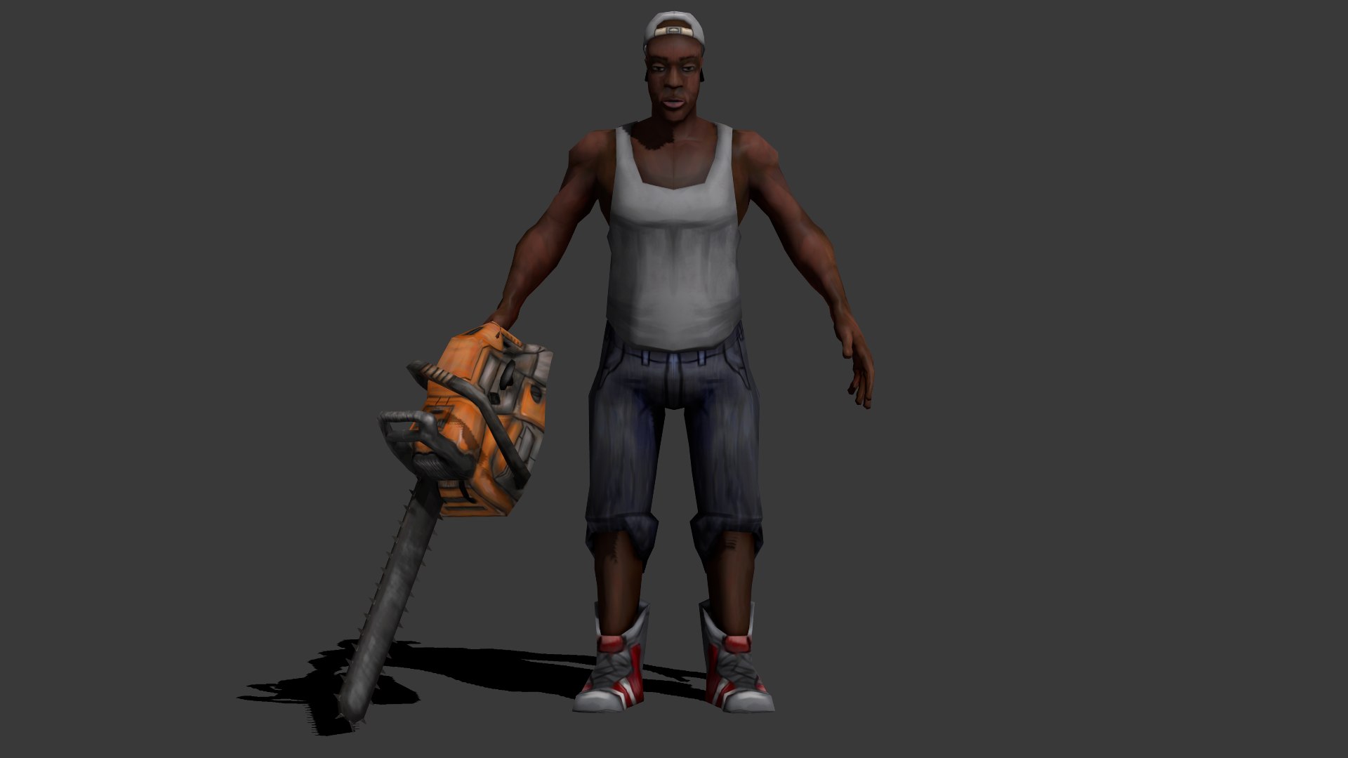 3ds Rigged Guy Chainsaw
