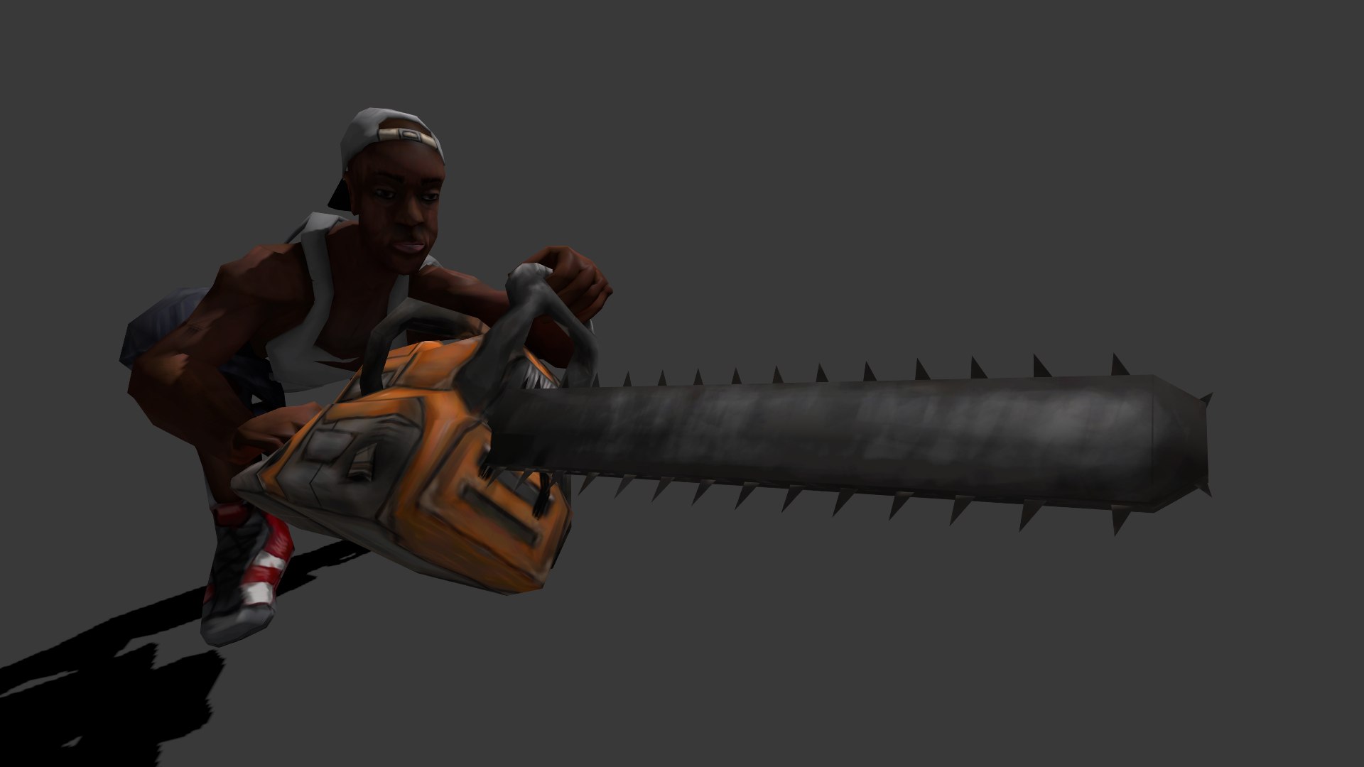 3ds Rigged Guy Chainsaw
