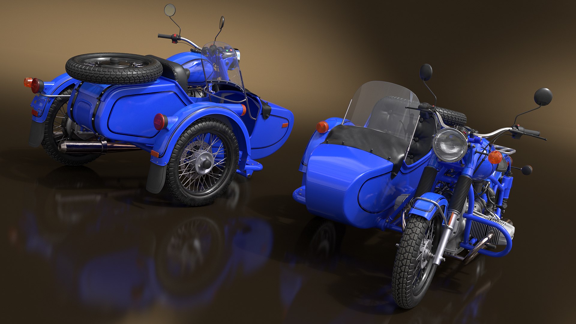 Retro Classic Blue Motorcycle With Sidecar 3D - TurboSquid 2399453