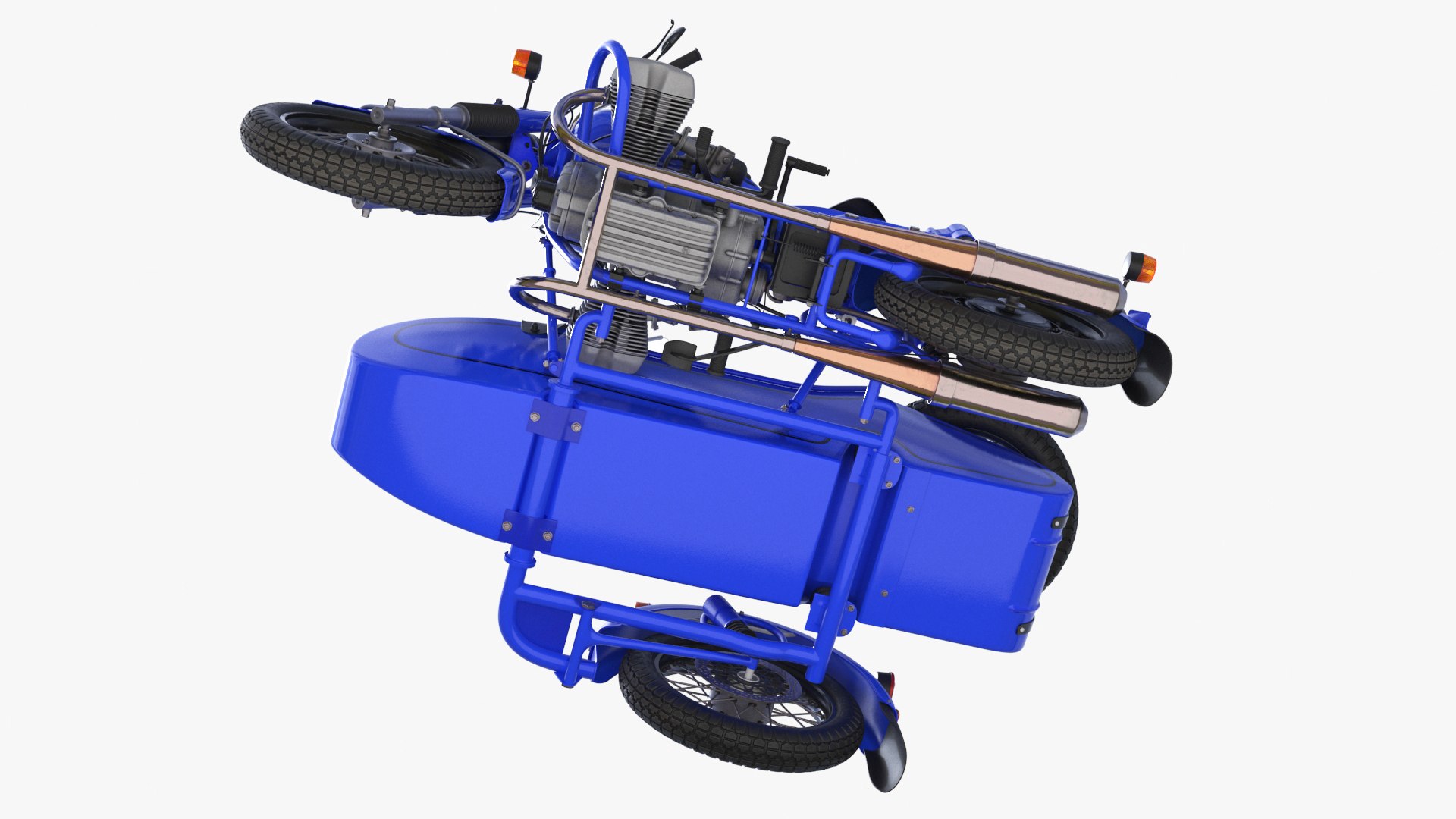 Retro Classic Blue Motorcycle With Sidecar 3D - TurboSquid 2399453