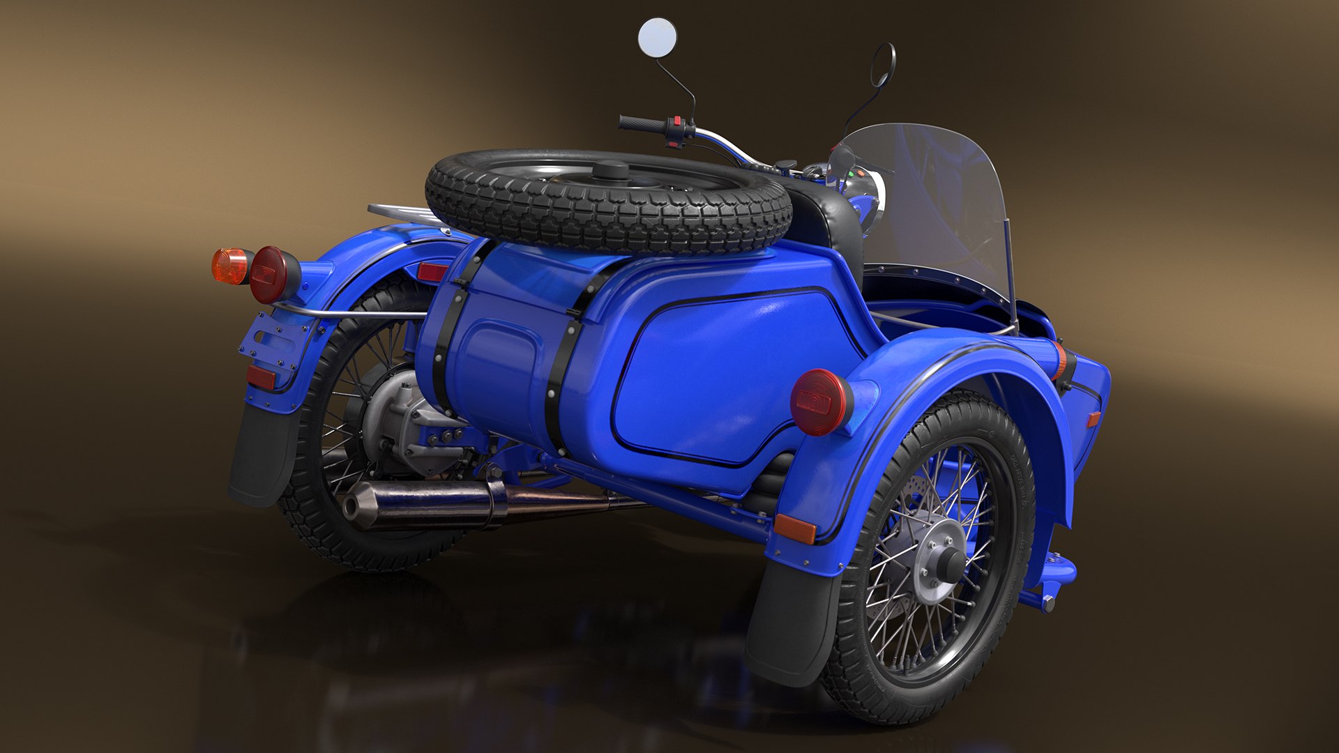 Retro Classic Blue Motorcycle With Sidecar 3D - TurboSquid 2399453