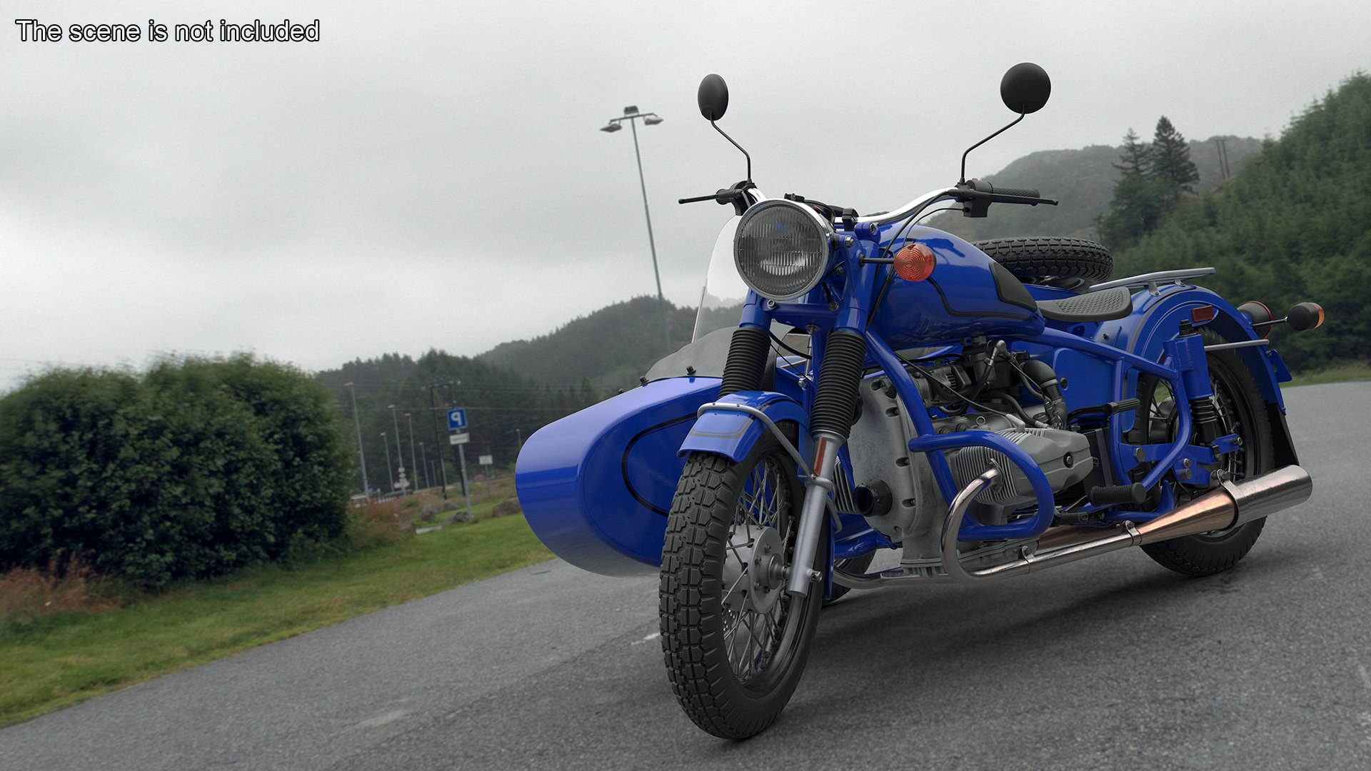 Retro Classic Blue Motorcycle With Sidecar 3D - TurboSquid 2399453