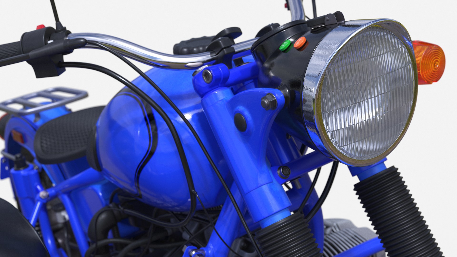 Retro Classic Blue Motorcycle With Sidecar 3D - TurboSquid 2399453