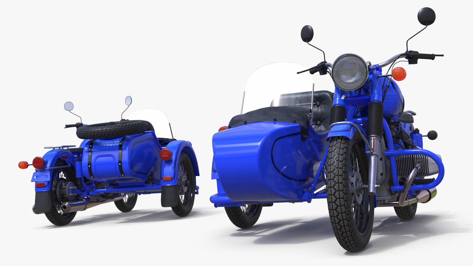 Retro Classic Blue Motorcycle With Sidecar 3D - TurboSquid 2399453