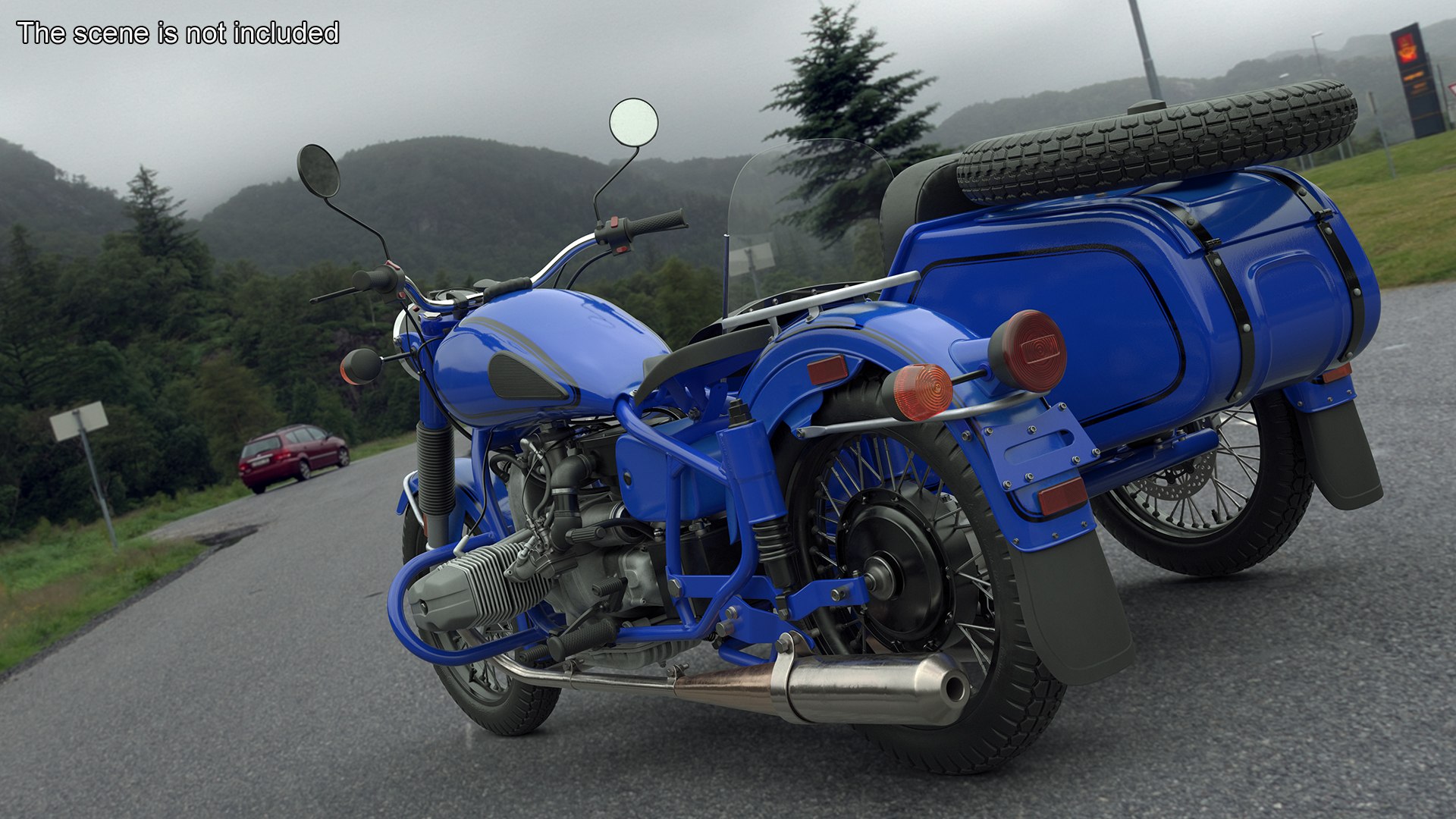 Retro Classic Blue Motorcycle With Sidecar 3D - TurboSquid 2399453