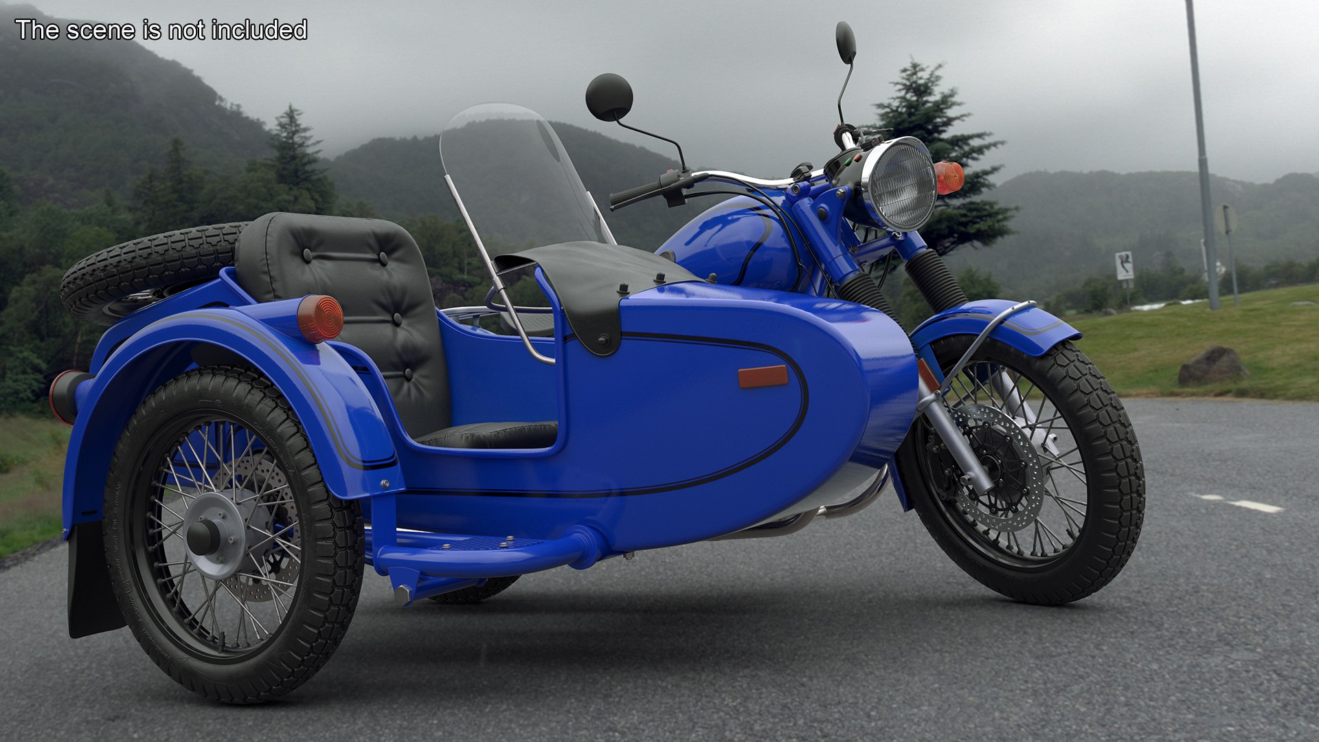 Retro Classic Blue Motorcycle With Sidecar 3D - TurboSquid 2399453