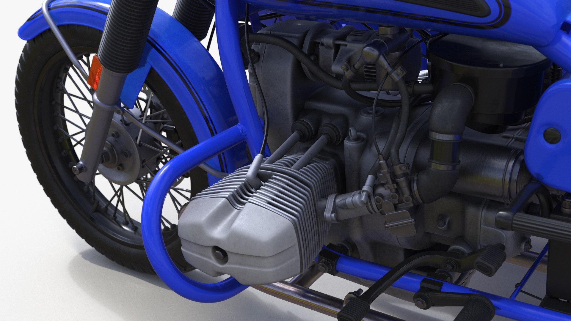 Retro Classic Blue Motorcycle With Sidecar 3D - TurboSquid 2399453