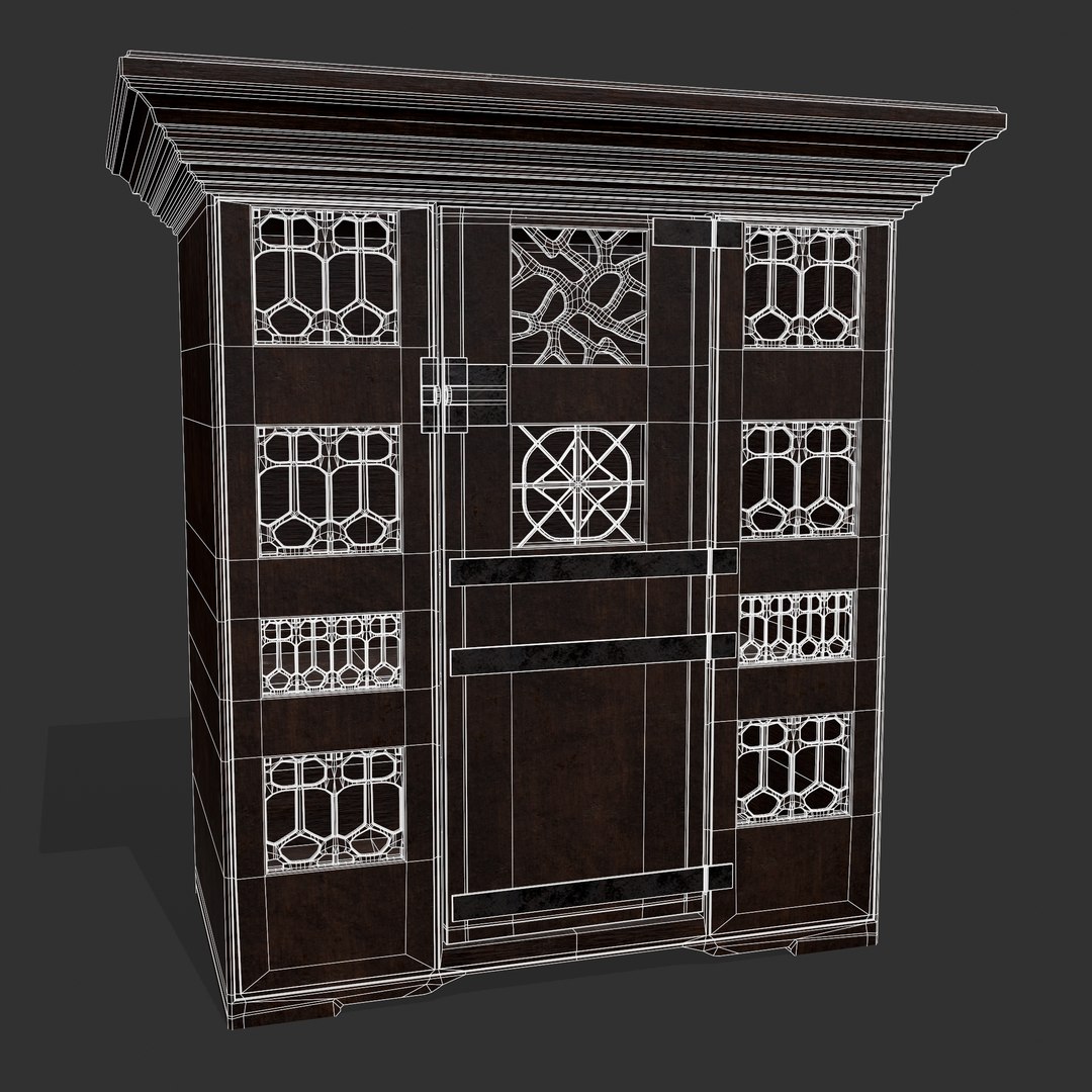 3D Rustic Medieval Wooden Armoire model - TurboSquid 1908886