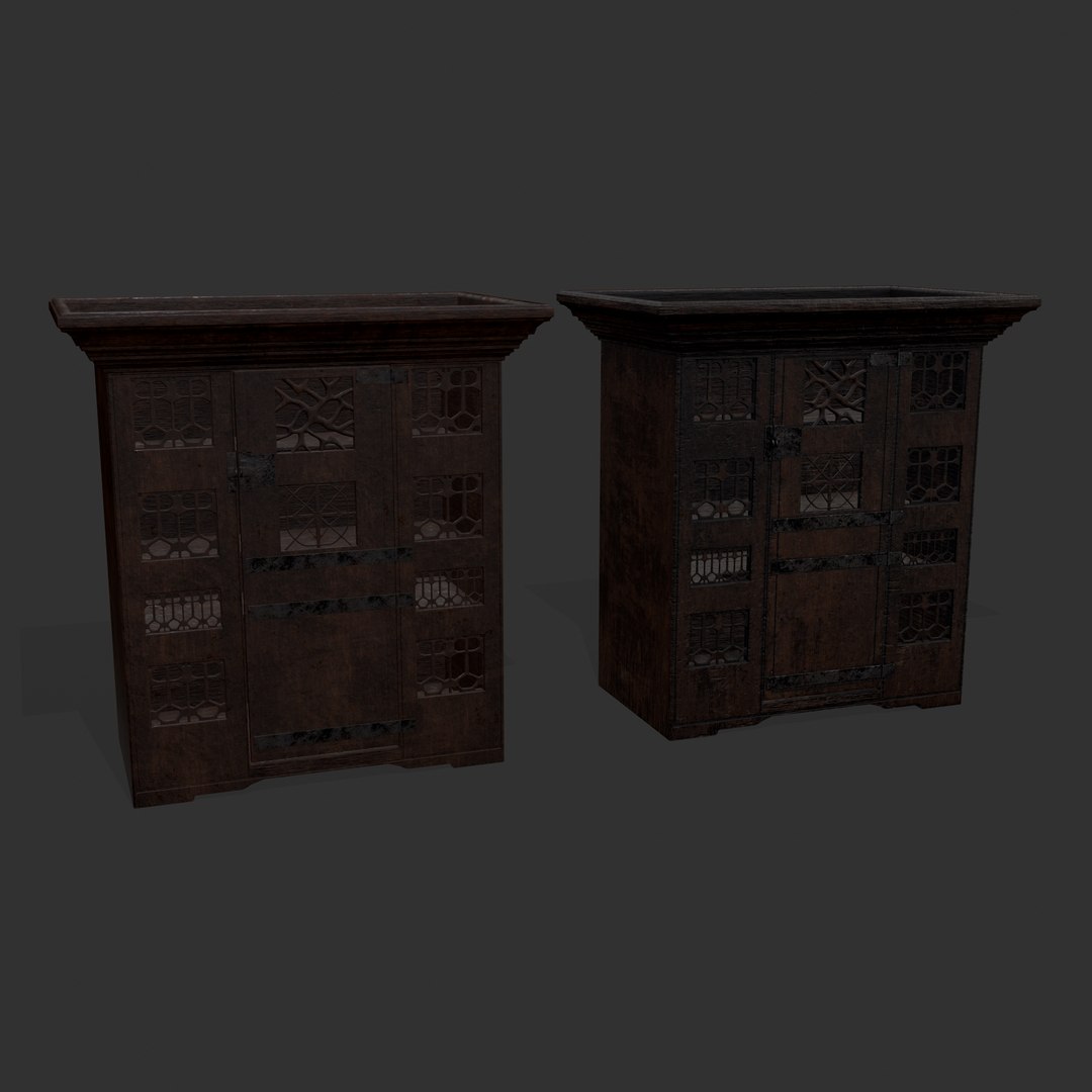 3D Rustic Medieval Wooden Armoire model - TurboSquid 1908886