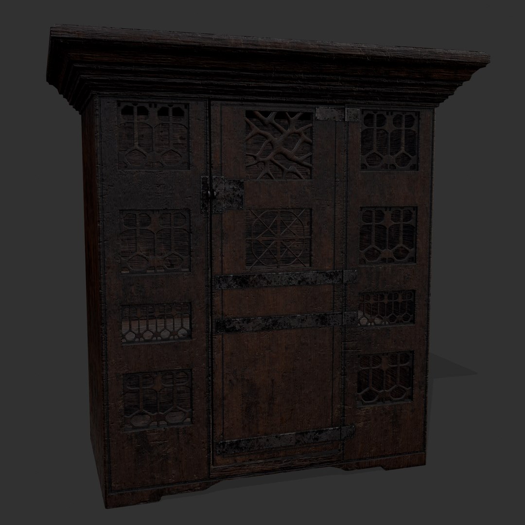3D Rustic Medieval Wooden Armoire model - TurboSquid 1908886