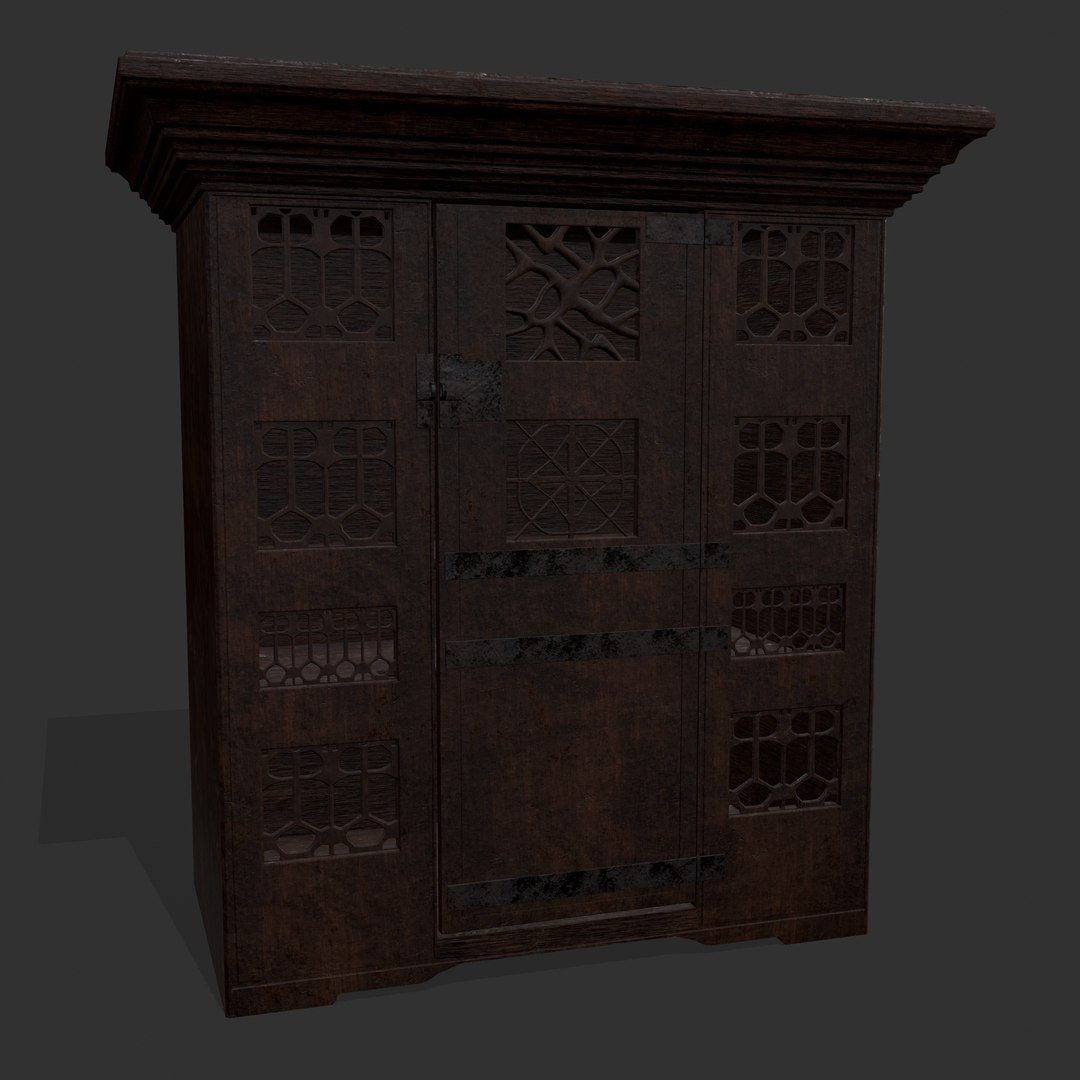 3D Rustic Medieval Wooden Armoire model - TurboSquid 1908886
