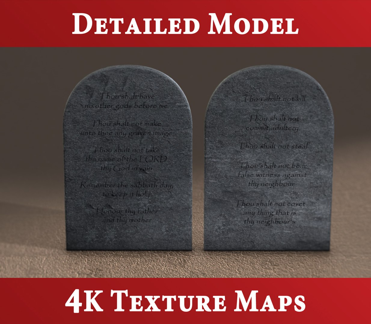 3d Model Tablets Stone - Commandments