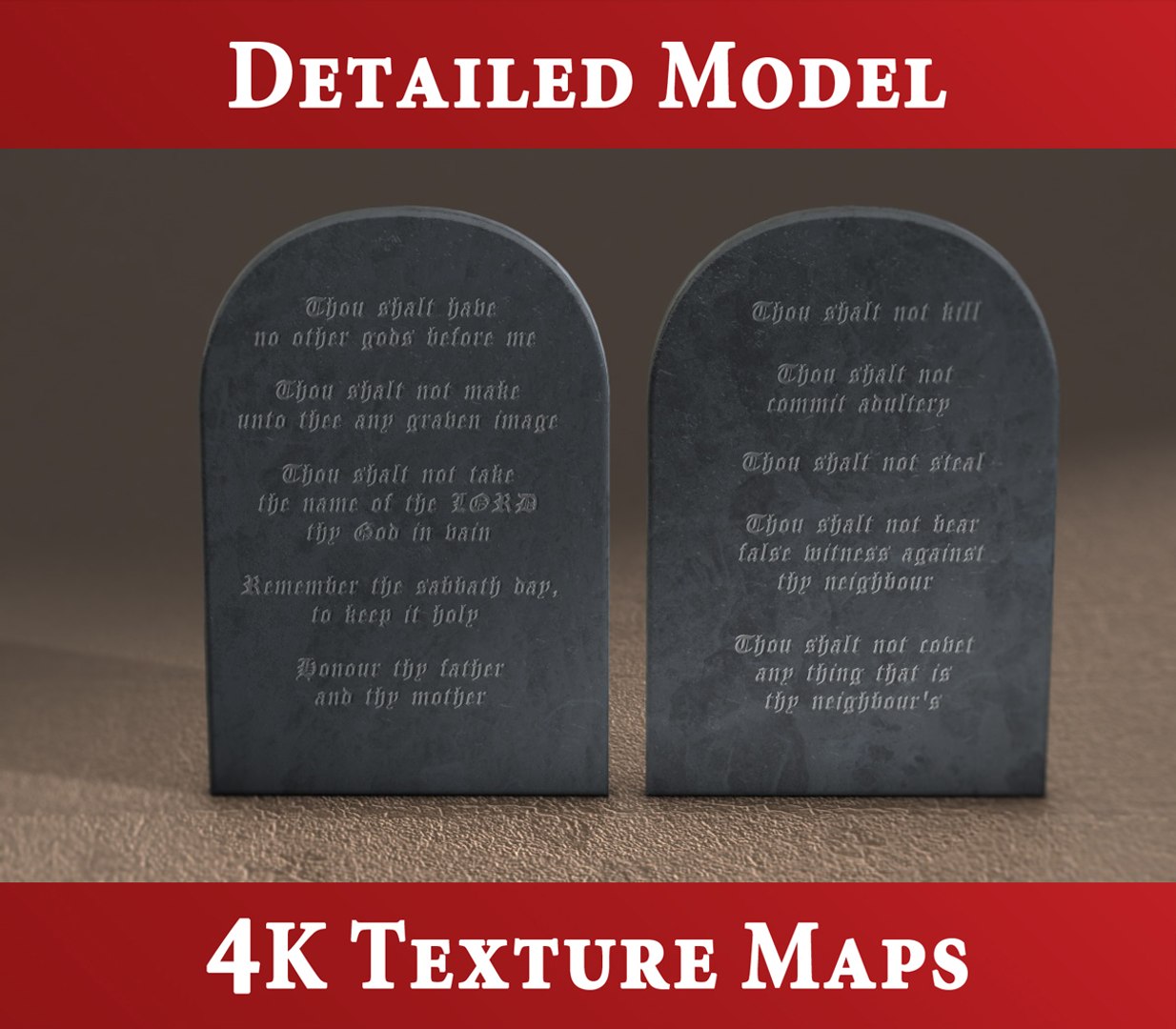 3d Model Tablets Stone - Commandments