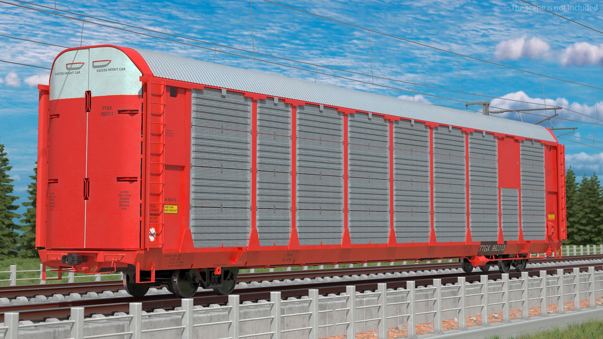 Generic Tri Level Autorack Train Car Red 3D - TurboSquid 2304559