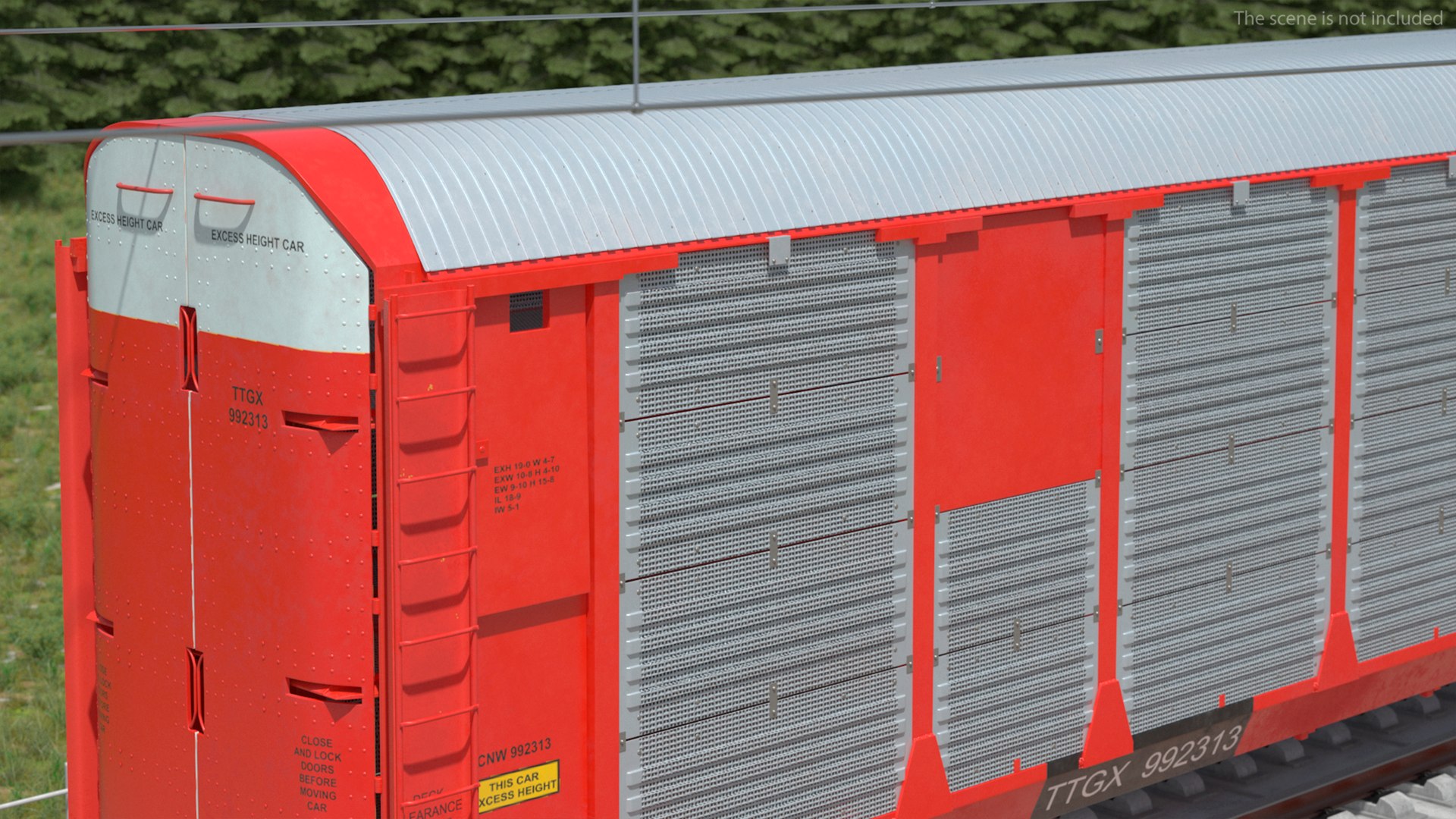 Generic Tri Level Autorack Train Car Red 3D - TurboSquid 2304559