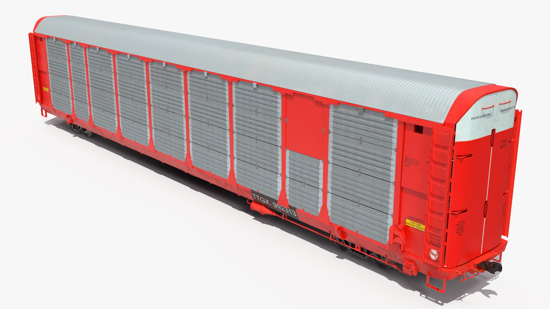 Generic Tri Level Autorack Train Car Red 3D - TurboSquid 2304559
