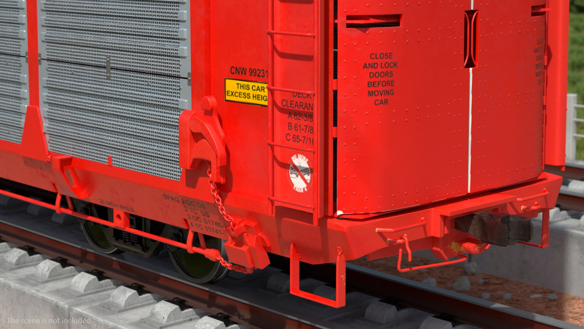 Generic Tri Level Autorack Train Car Red 3D - TurboSquid 2304559