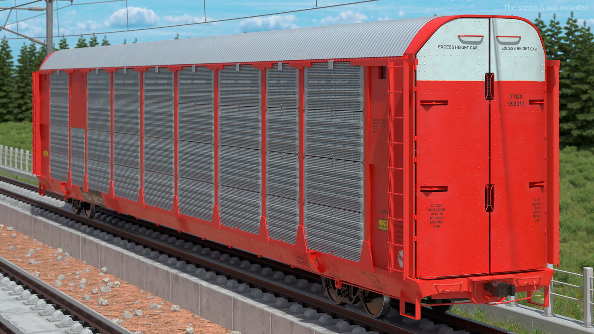 Generic Tri Level Autorack Train Car Red 3D - TurboSquid 2304559